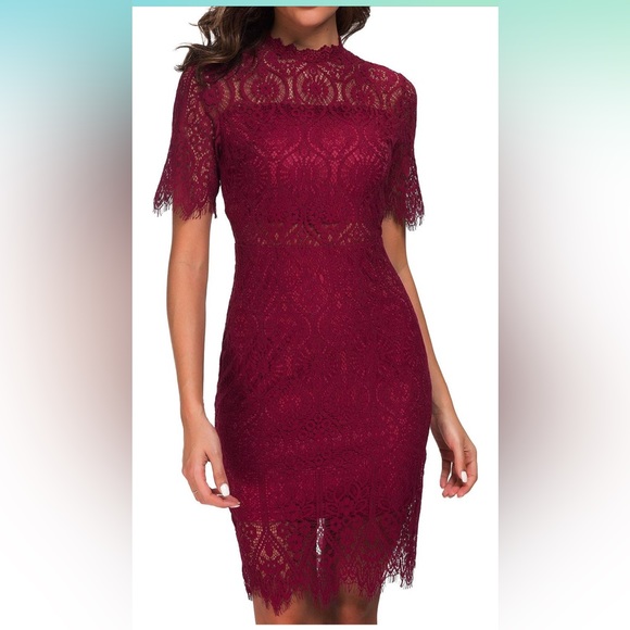 Dresses | Burgundy Lace Dress Size 4 | Poshmark